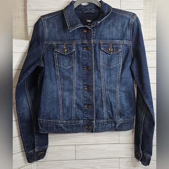 GAP | Jackets & Coats | Gap Jean Jacket Women Medium Dark Denim 22 Sp13 ...